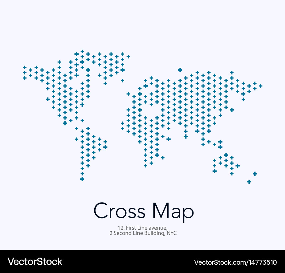 World map with crosses for business Royalty Free Vector