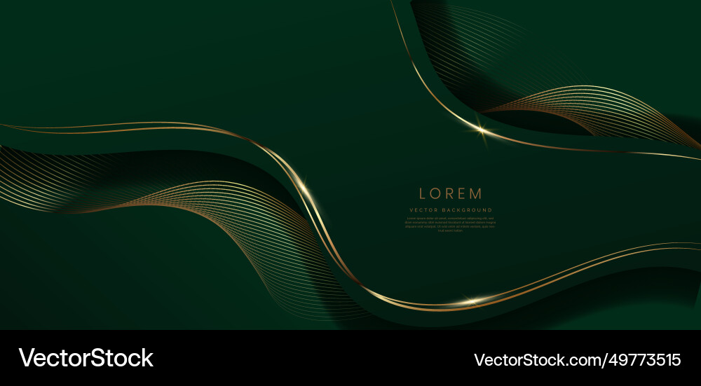 Abstract 3d green background with gold lines Vector Image