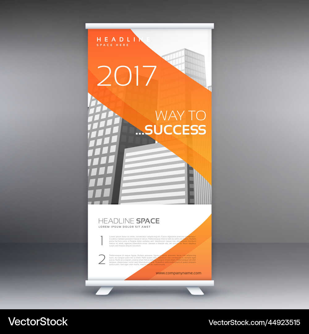Abstract orange roll up banner standee design Vector Image