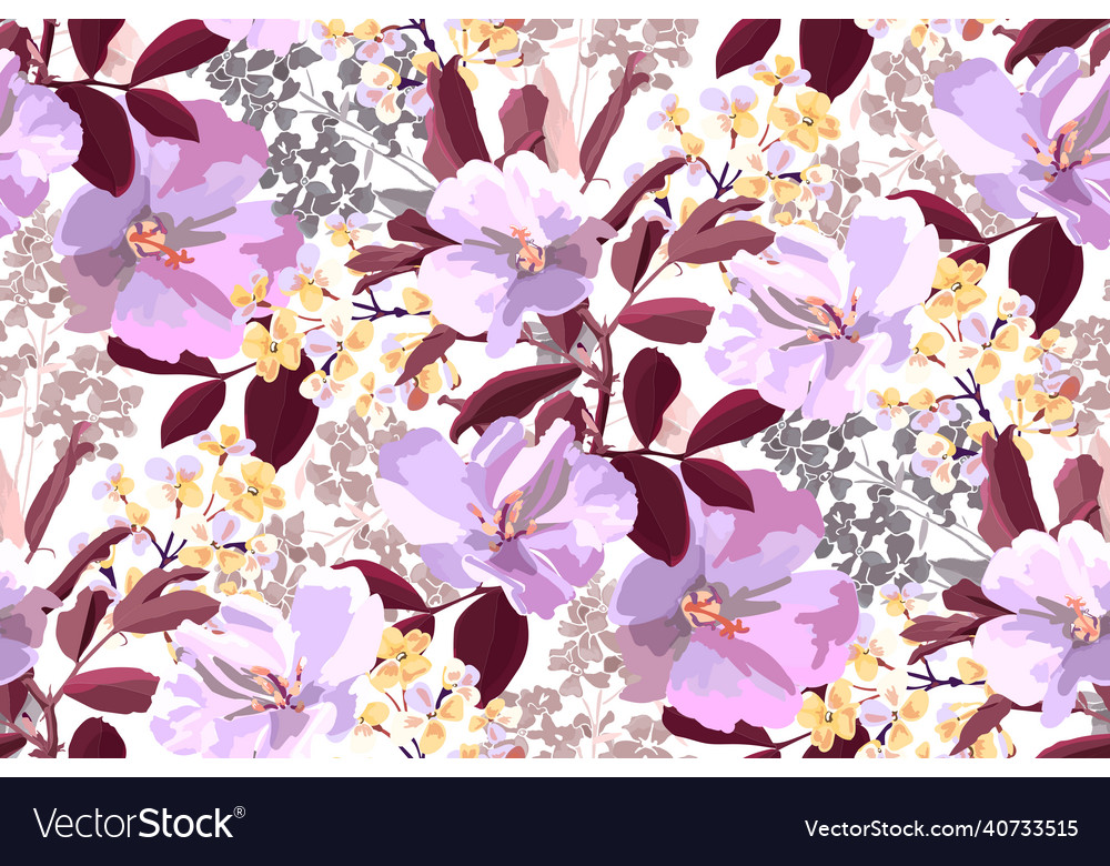 Floral seamless pattern pink purple Royalty Free Vector