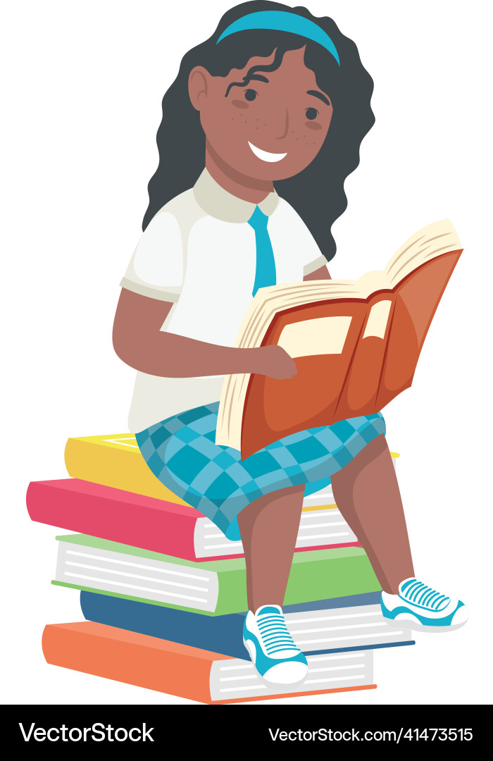 Girl reading book Royalty Free Vector Image - VectorStock