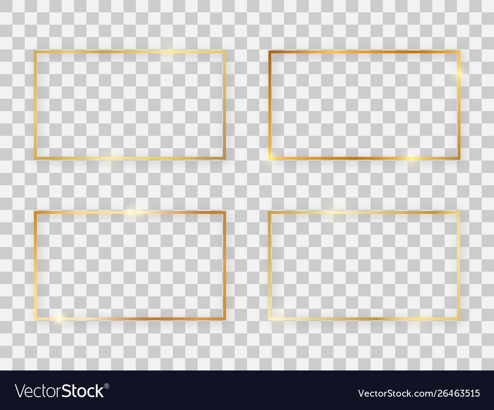 Gold shiny rectangular frame Royalty Free Vector Image