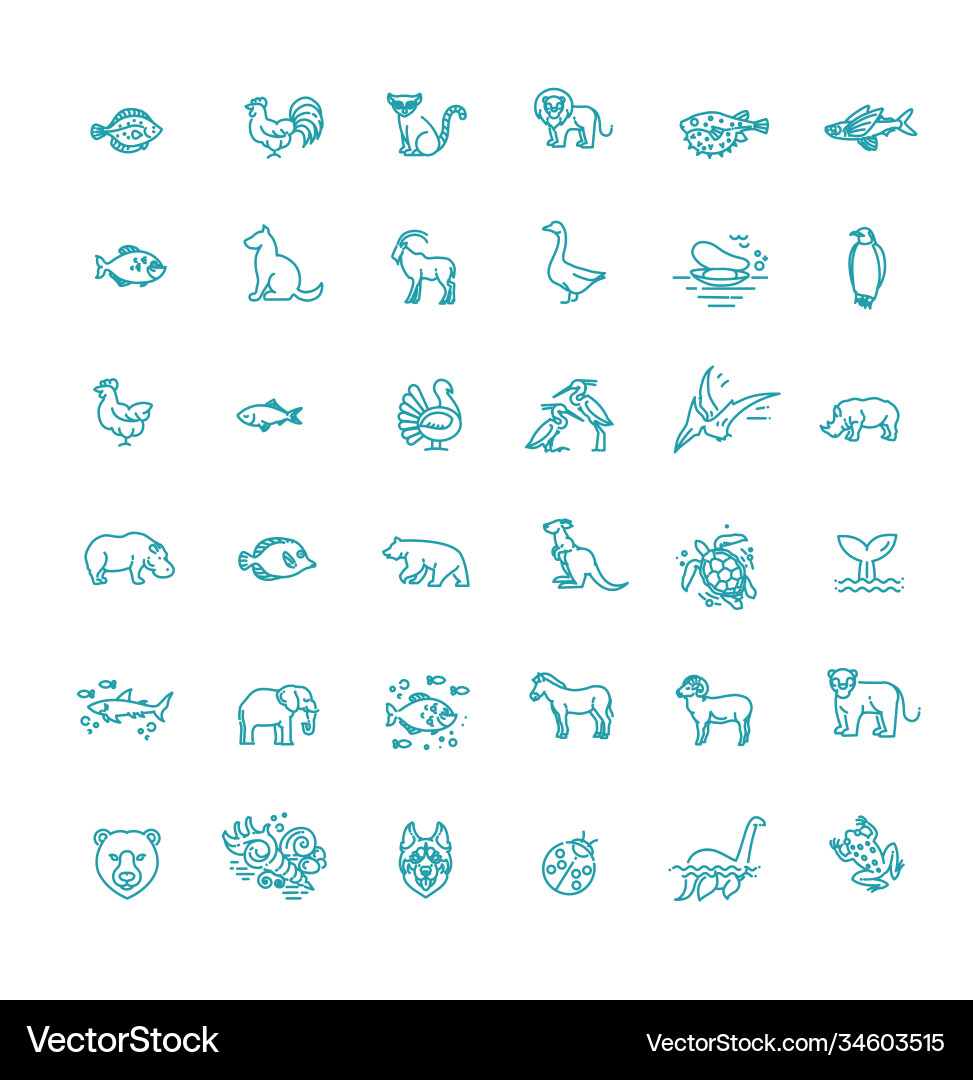 Line animals concepts icons set Royalty Free Vector Image