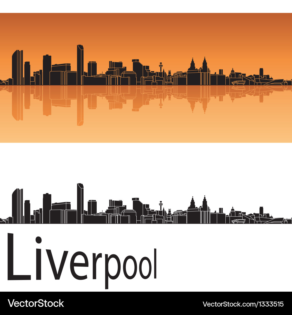 Liverpool skyline in orange background Royalty Free Vector