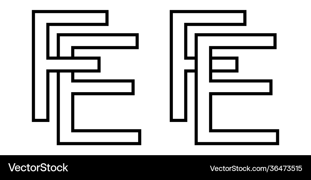 Logo sign fe ef icon interlaced letters e f Vector Image