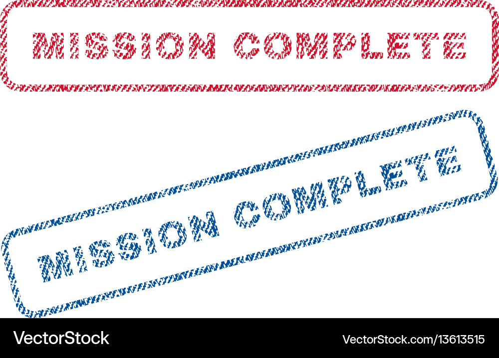 Mission complete textile stamps Royalty Free Vector Image