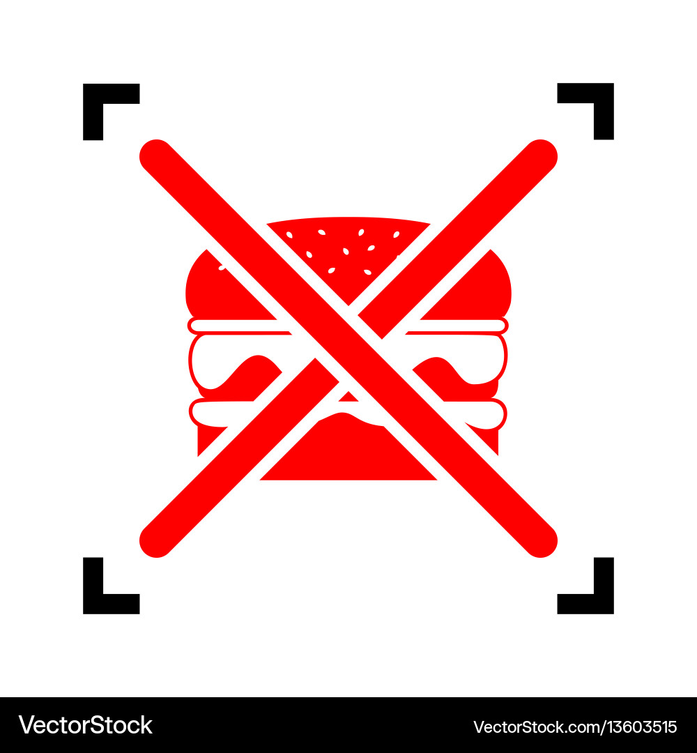 No burger sign red icon inside black Royalty Free Vector