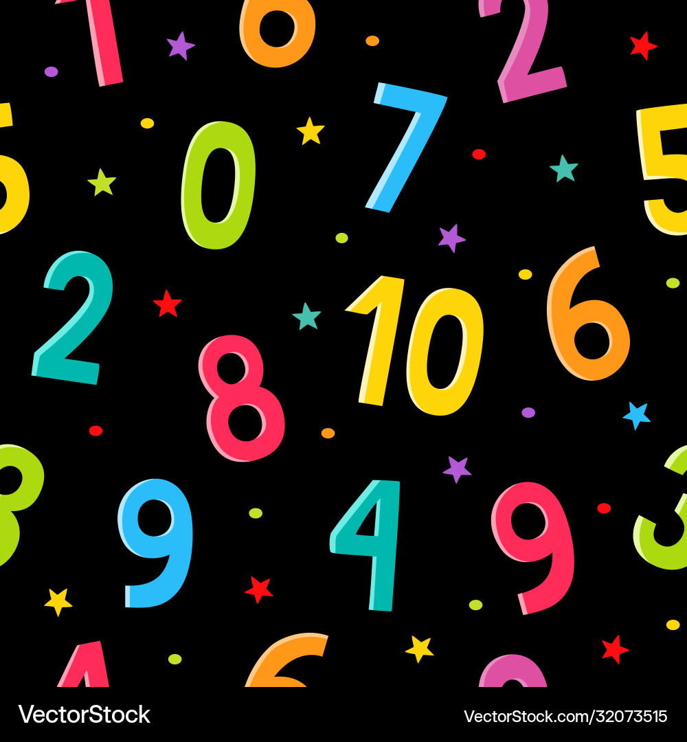 Number cartoon seamless pattern with stars Vector Image