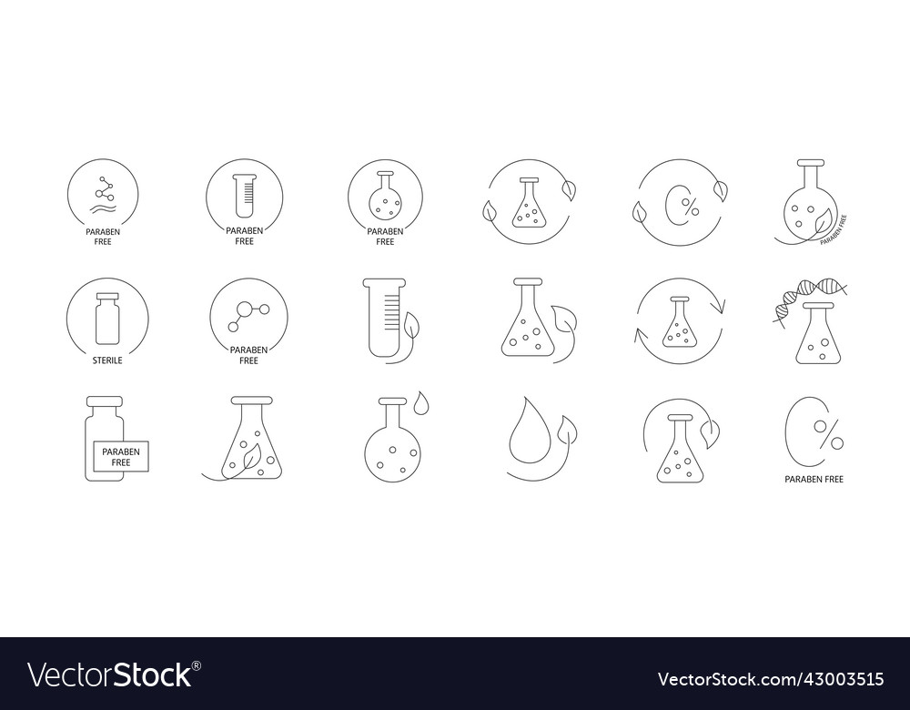 Paraben free icon symbol set editable stroke Vector Image Paraben free icon symbol set editable stroke Vector Image