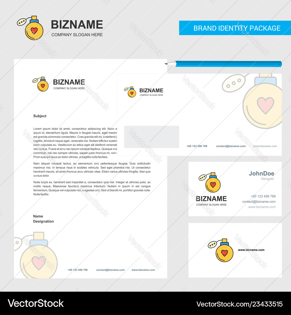 Perfume business letterhead envelope and visiting Vector Image