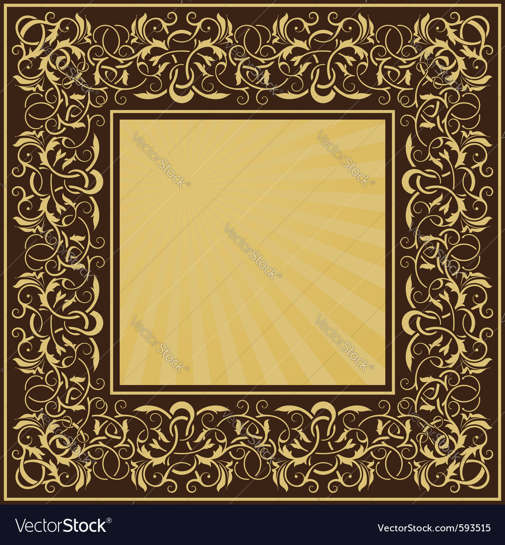 Rectangle gold frame Royalty Free Vector Image