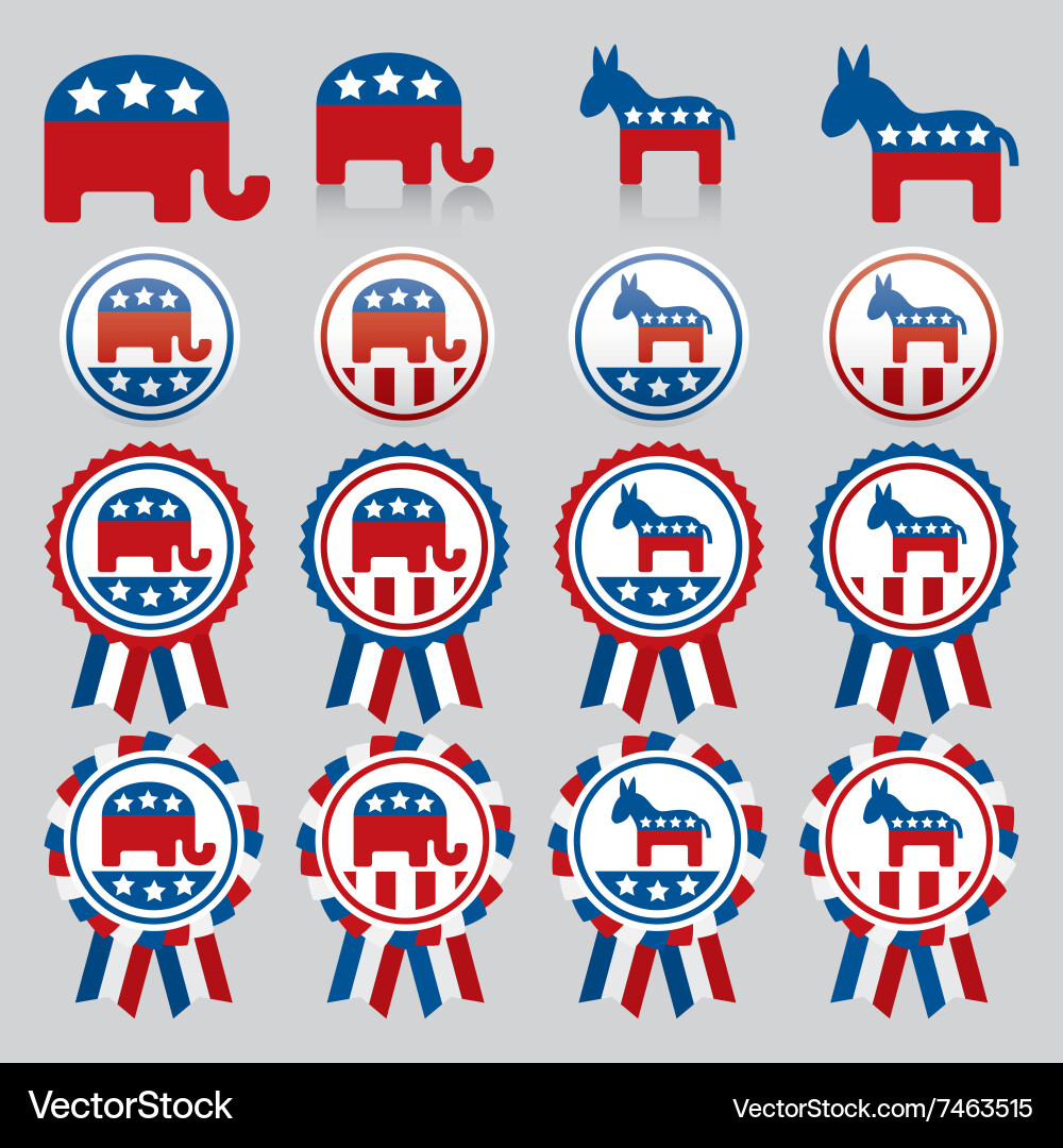 Republican and democrat badges Royalty Free Vector Image