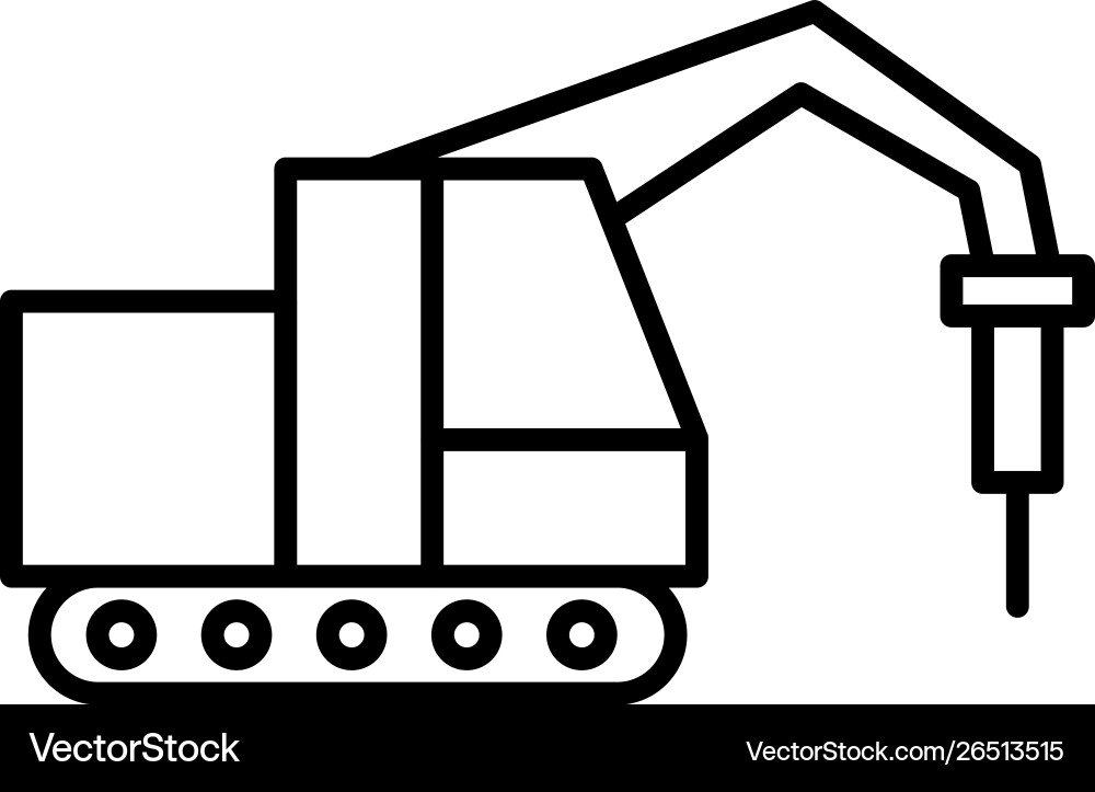 Rock breaker line black icon Royalty Free Vector Image