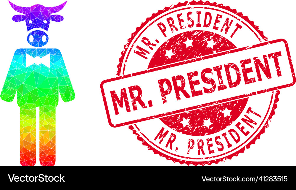 Round textured mr president badge Royalty Free Vector Image