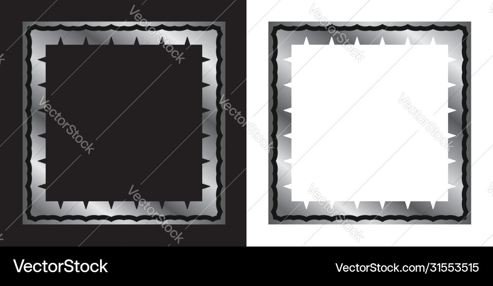 Silver color photo frame blank background design Vector Image