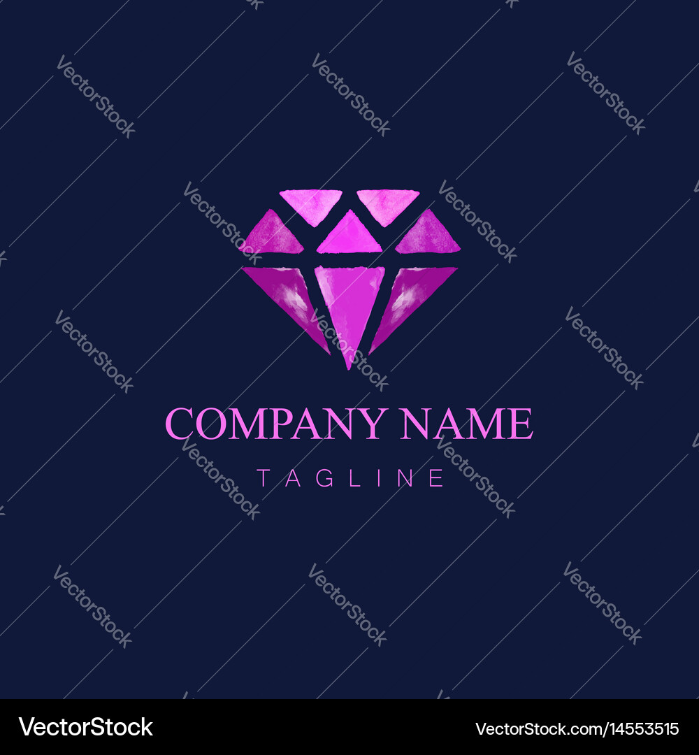 Watercolor diamond logo design9 Royalty Free Vector Image