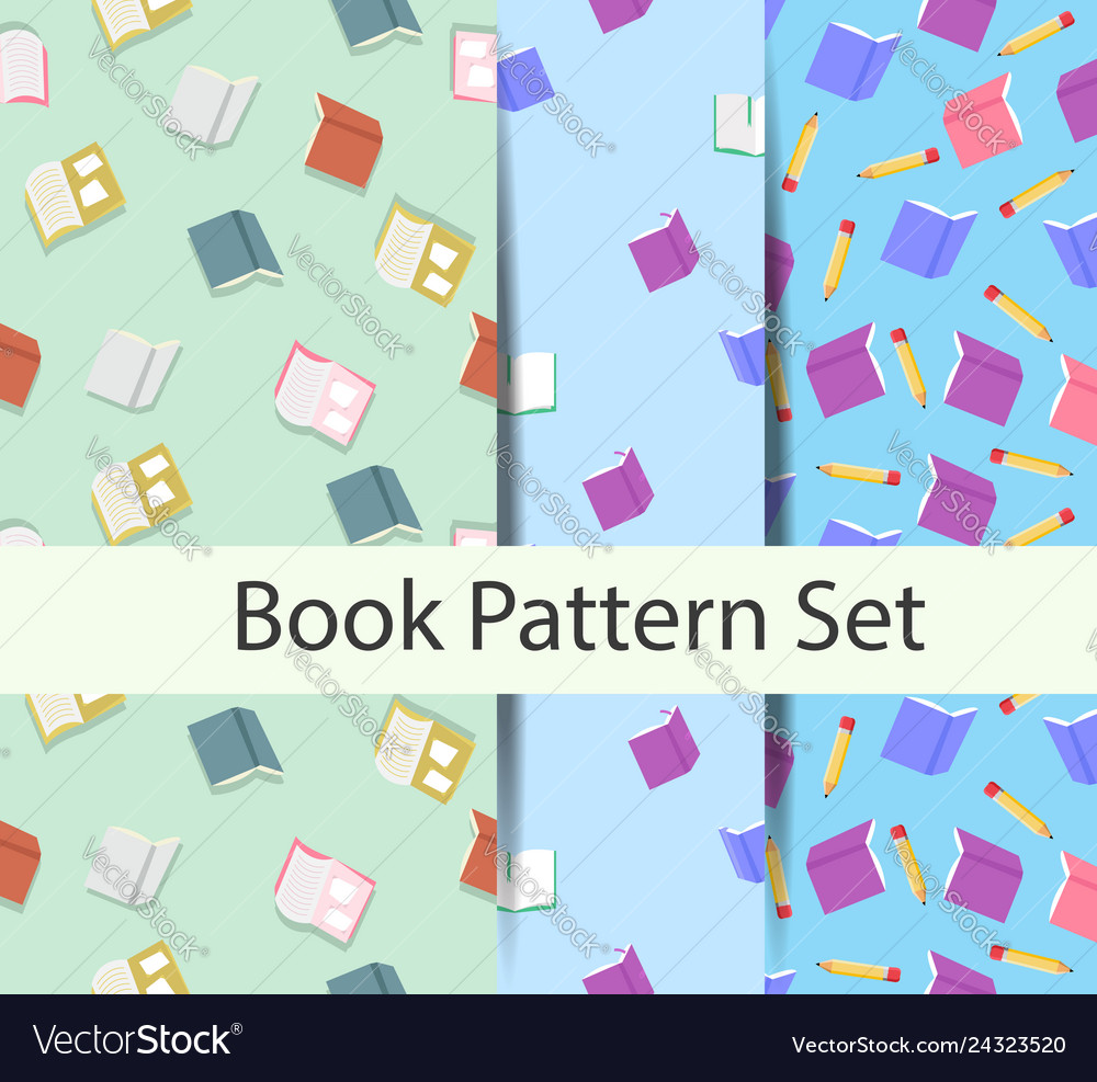 Books pattern set Royalty Free Vector Image - VectorStock