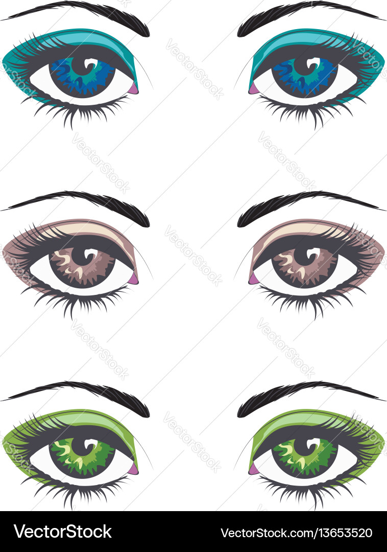 Cartoon female eyes set Royalty Free Vector Image