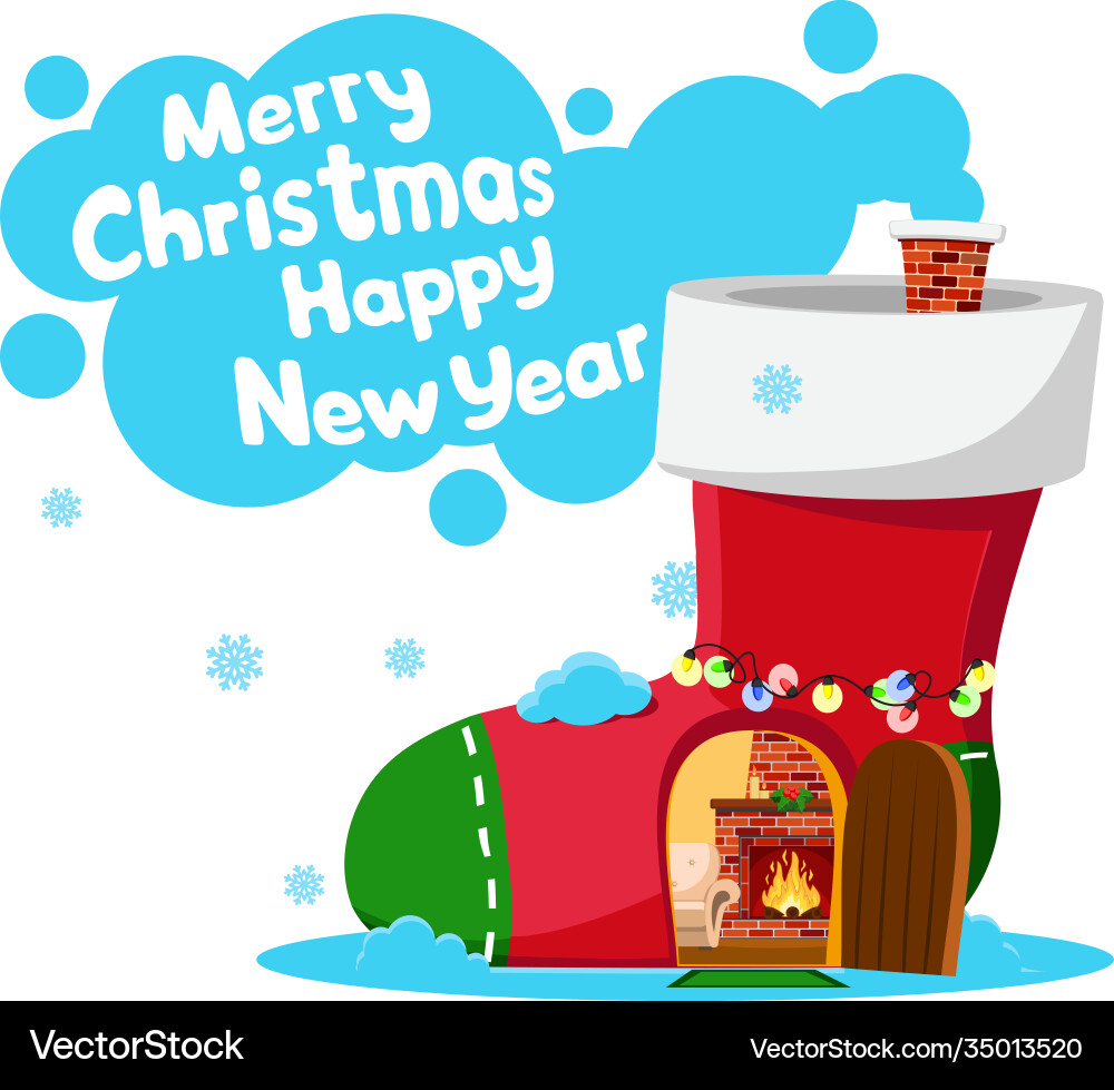Christmas boot in form a house place Royalty Free Vector