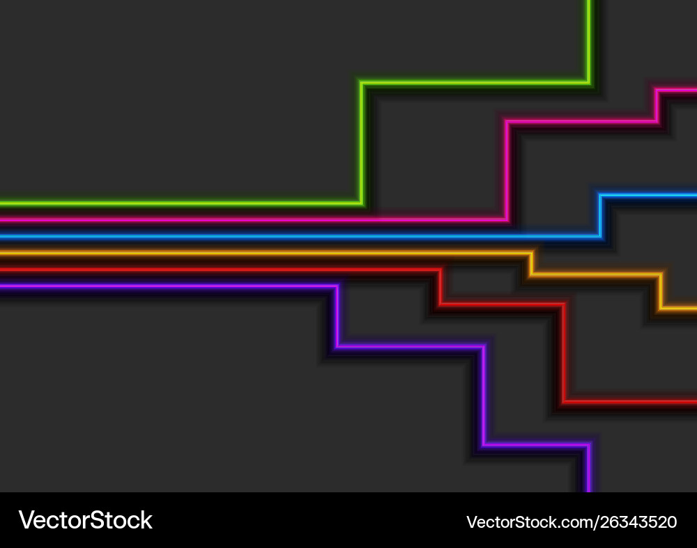 Colorful neon abstract lines geometric tech Vector Image