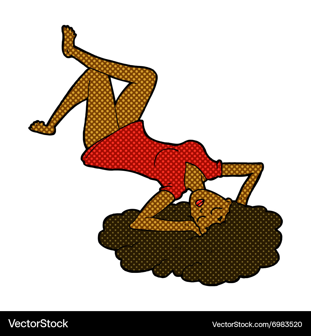 Comic cartoon woman lying on floor Royalty Free Vector Image