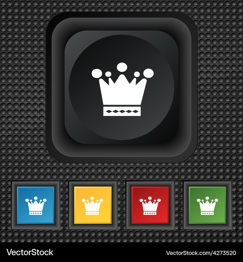Crown icon sign symbol squared colourful buttons Vector Image