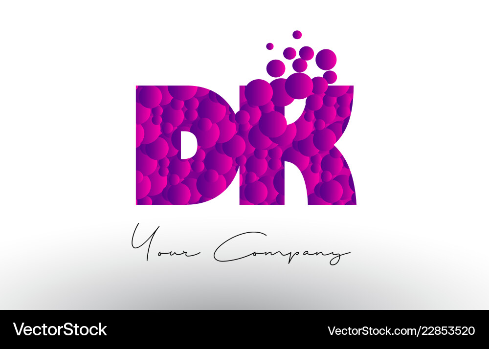 Dk d k dots letter logo with purple bubbles Vector Image
