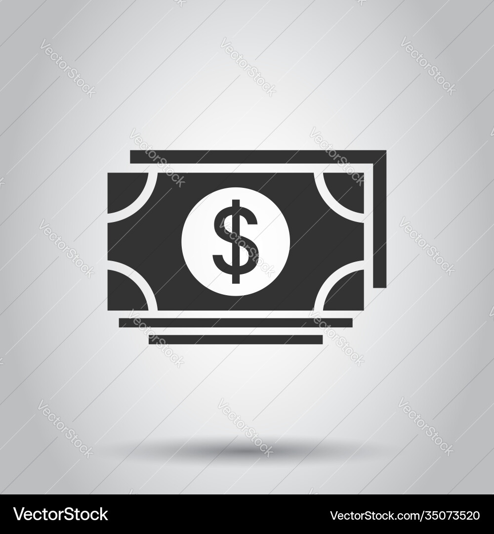 Dollar currency banknote icon in flat style Vector Image