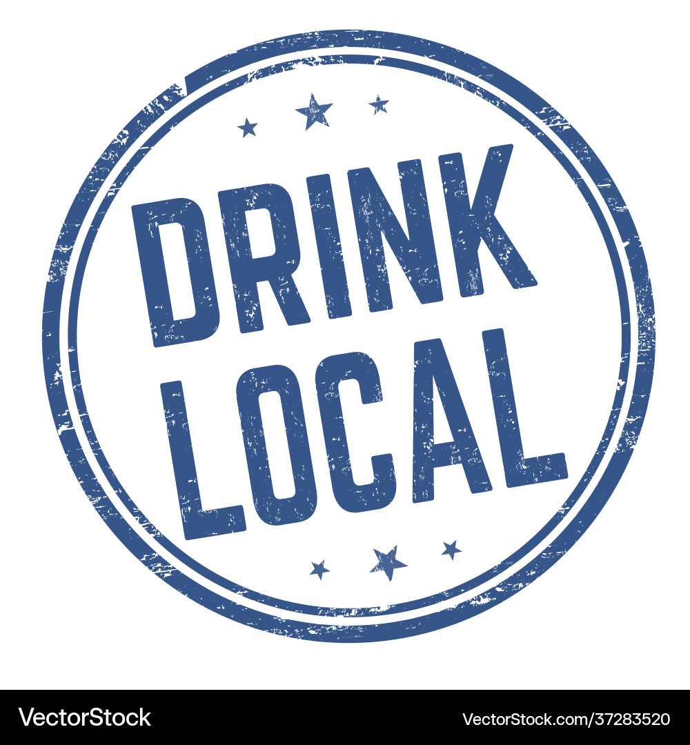 Drink local grunge rubber stamp Royalty Free Vector Image