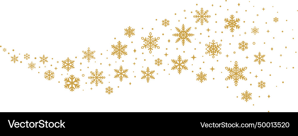 Gold snowflake wave decorative banner design Vector Image