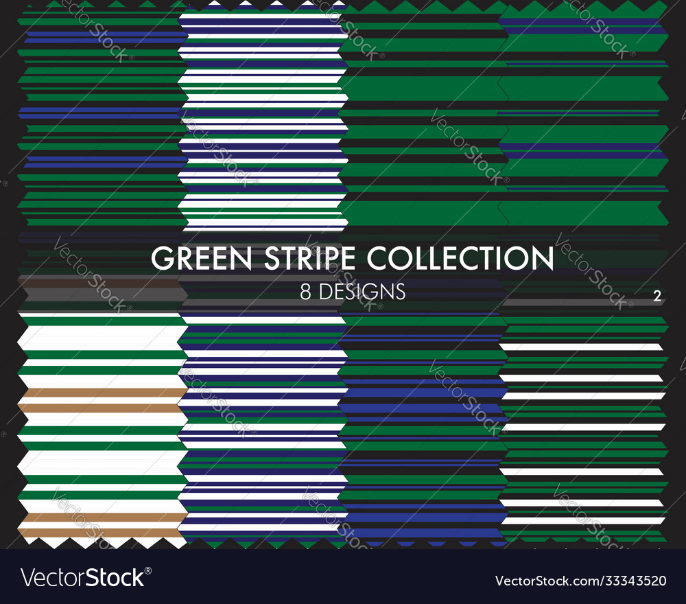 Green stripe seamless pattern collection Vector Image