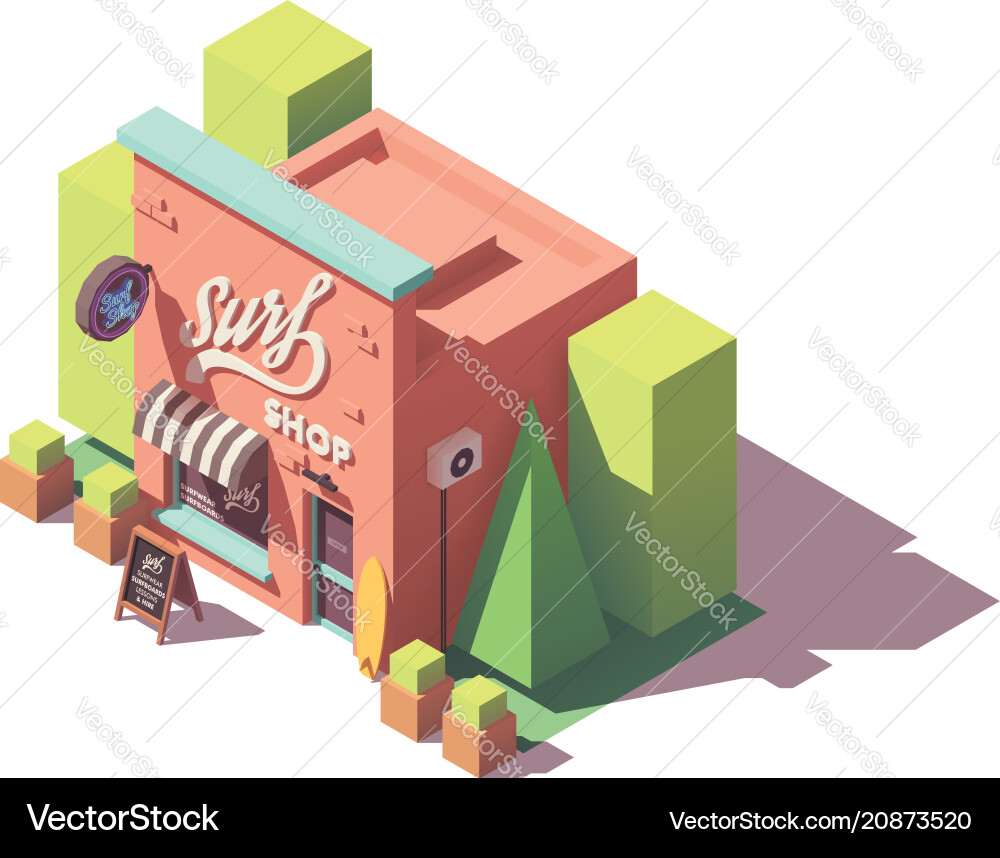 Isometric surf shop Royalty Free Vector Image - VectorStock