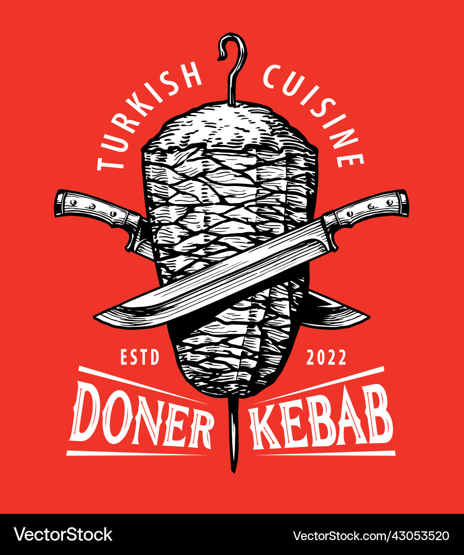 Kebab grilled meat poster turkish Royalty Free Vector Image