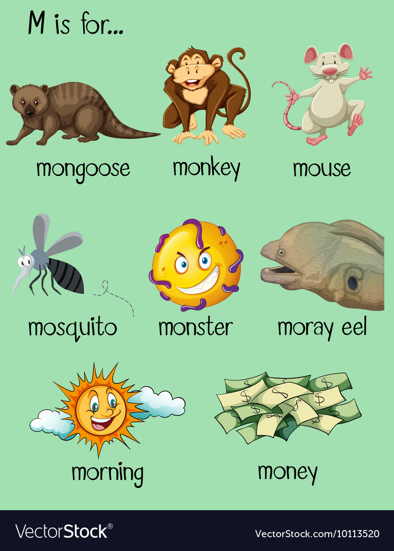 Many Words Begin With Letter M Royalty Free Vector Image