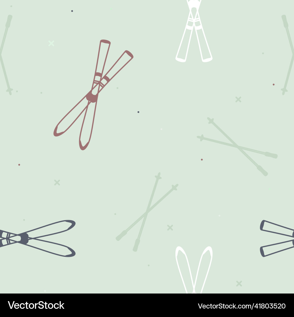Outline ski and ski poles Royalty Free Vector Image