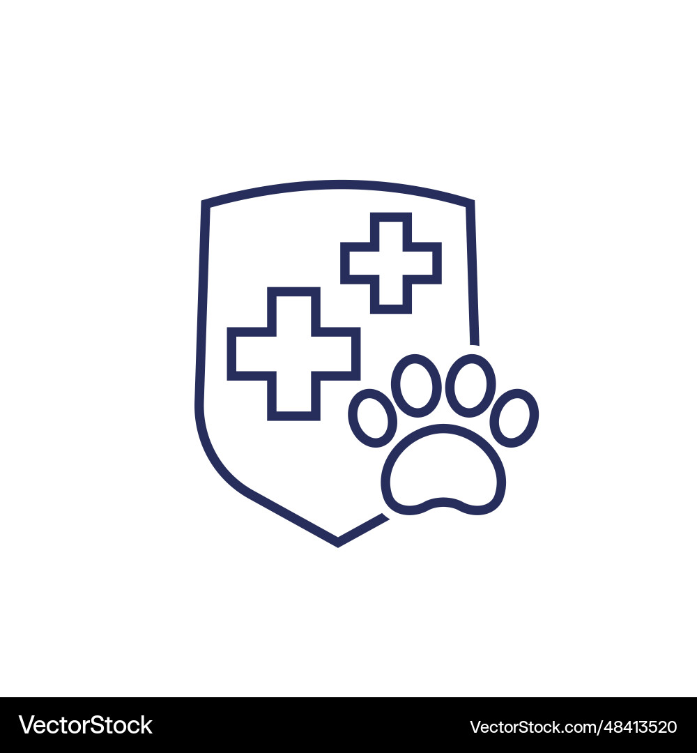 Pet insurance line icon with a shield Royalty Free Vector