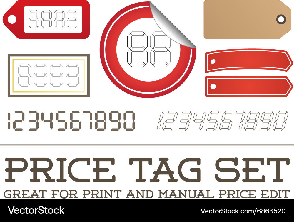 Price tag set enable for print or manual Vector Image