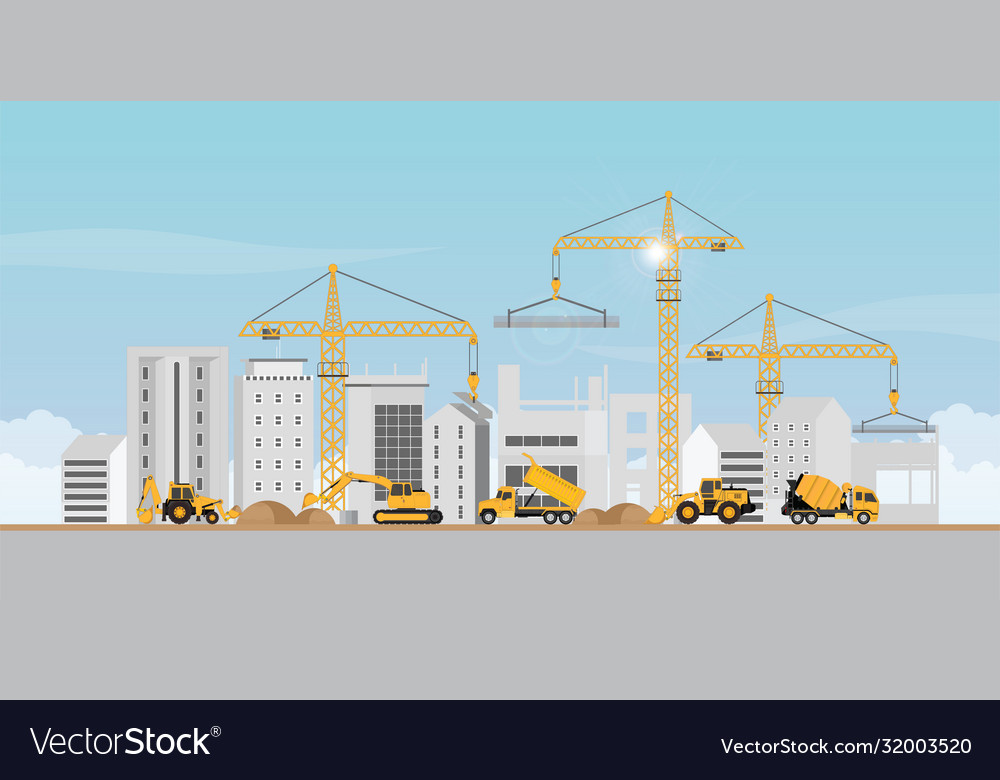Process construction big building dormitory Vector Image