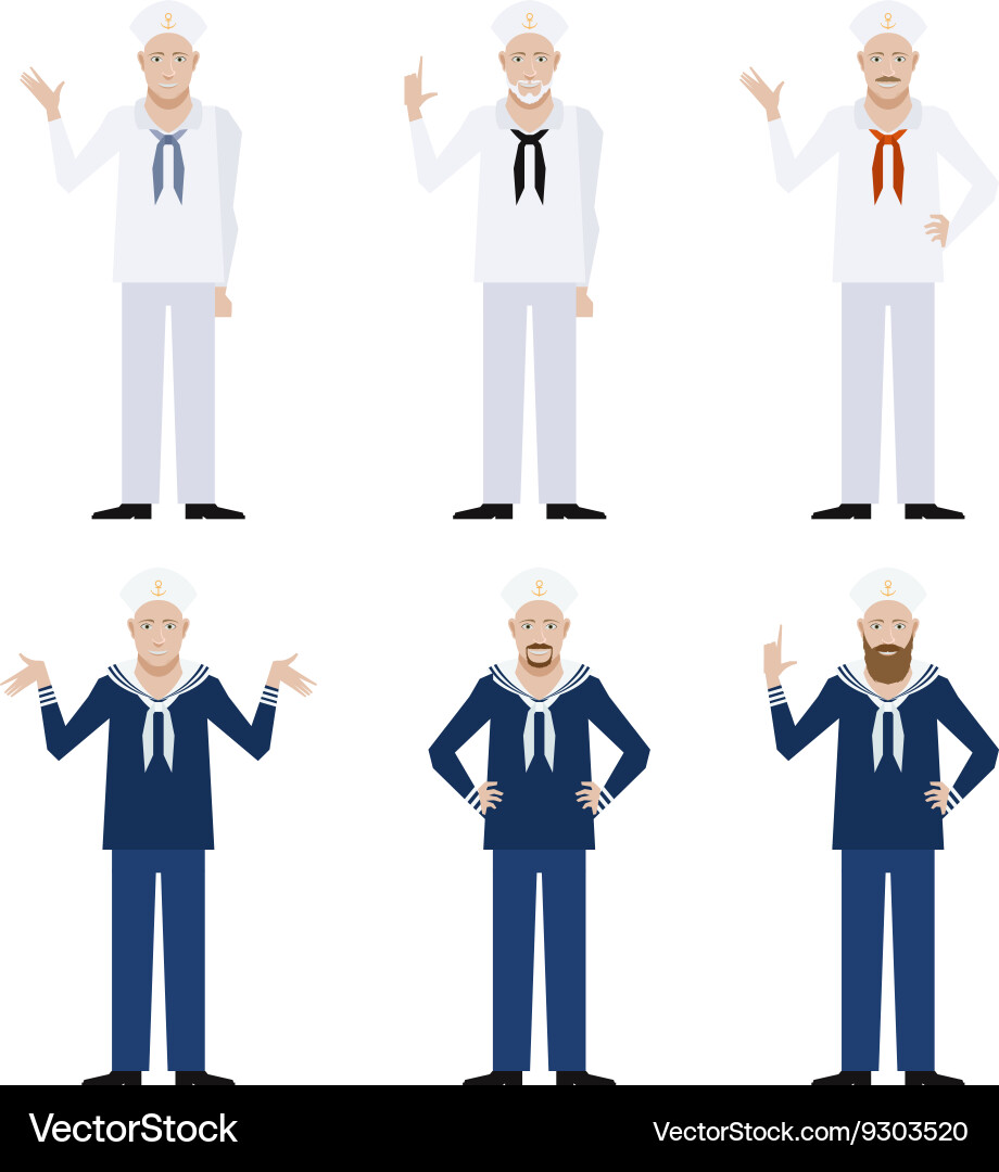 Set of sailors3 Royalty Free Vector Image - VectorStock