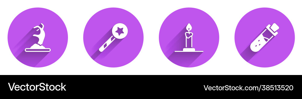 Set zombie hand magic wand burning candle Vector Image