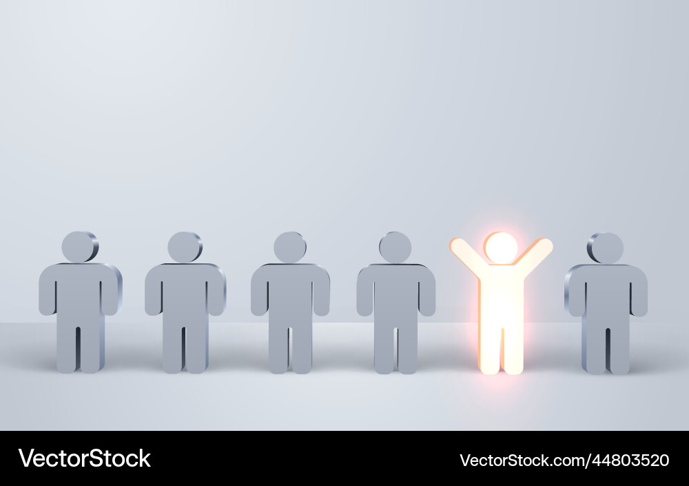 Stand out from the crowd one glowing light man Vector Image