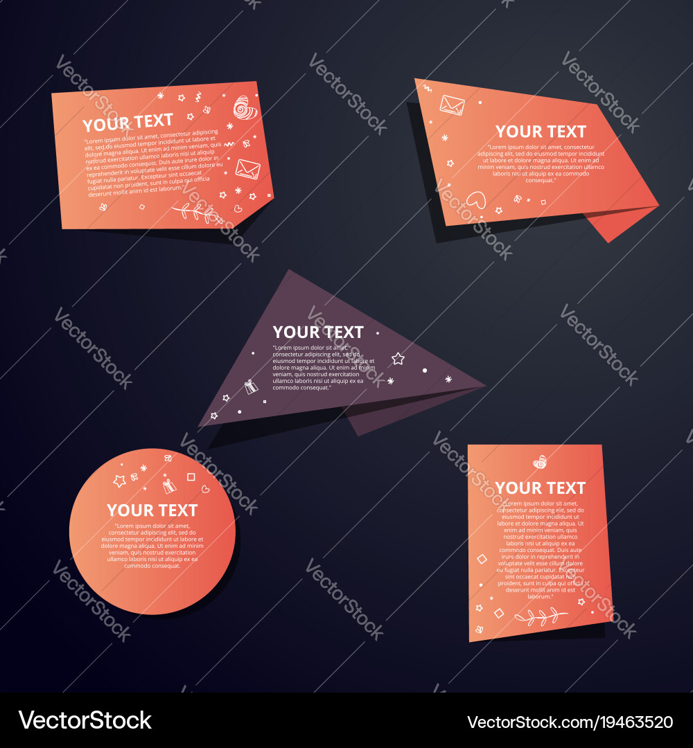Trendy flat origami paper banners Royalty Free Vector Image
