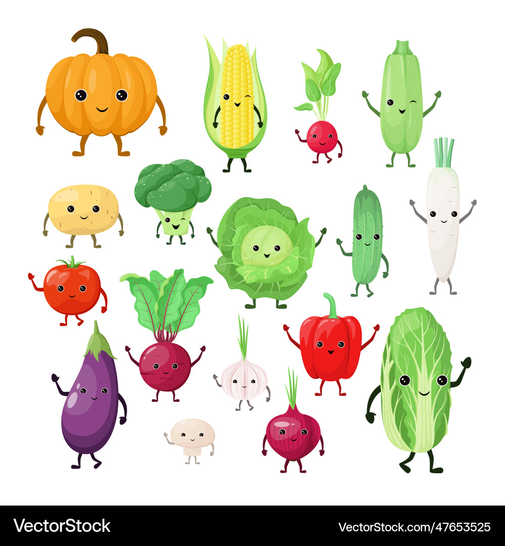A set of funny vegetables Royalty Free Vector Image