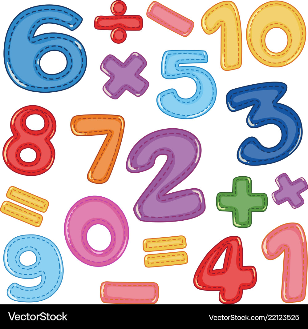 A set of number and math icon Royalty Free Vector Image