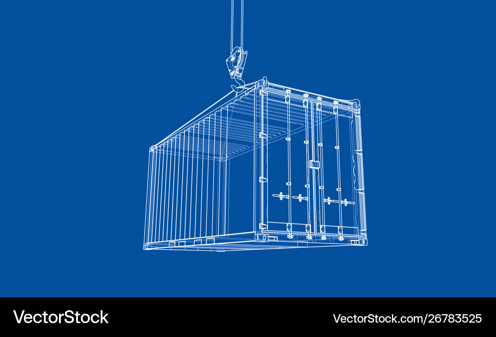 Cargo container wire-frame style Royalty Free Vector Image