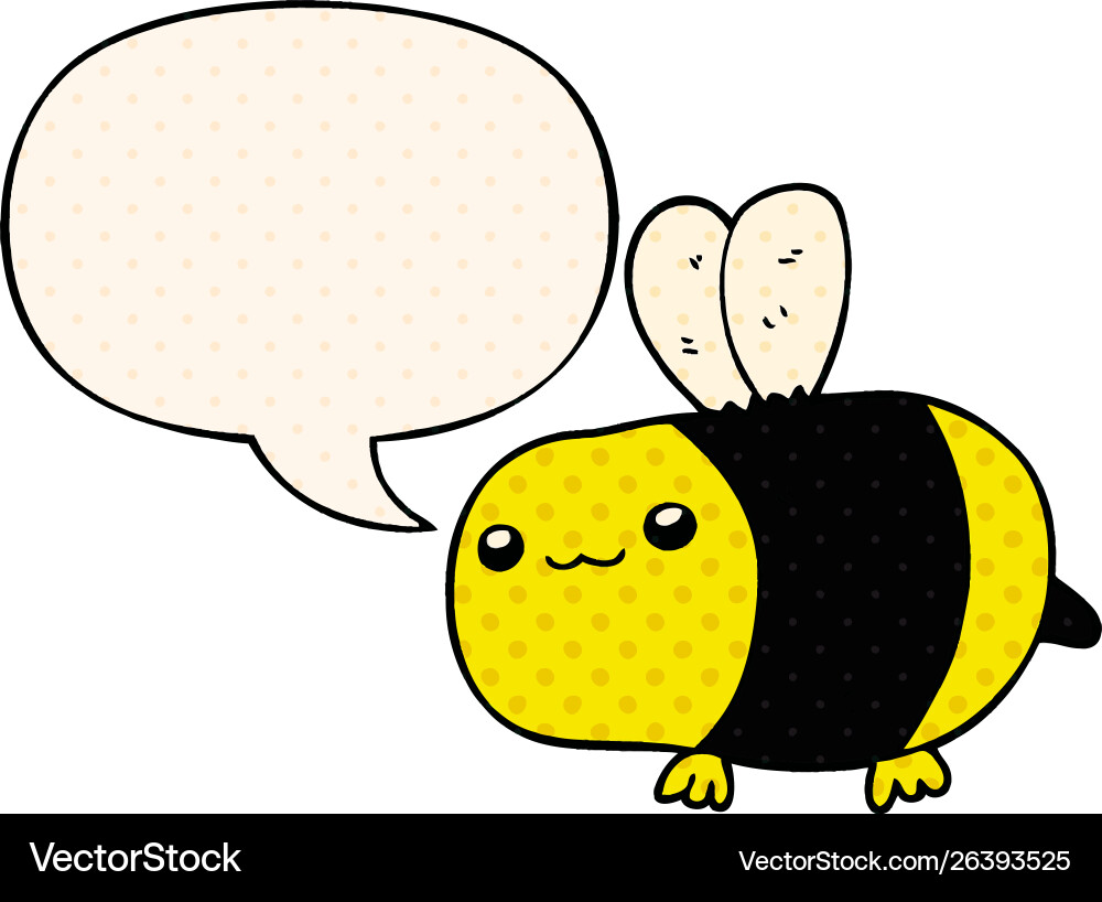 Cartoon bee and speech bubble in comic book style Vector Image