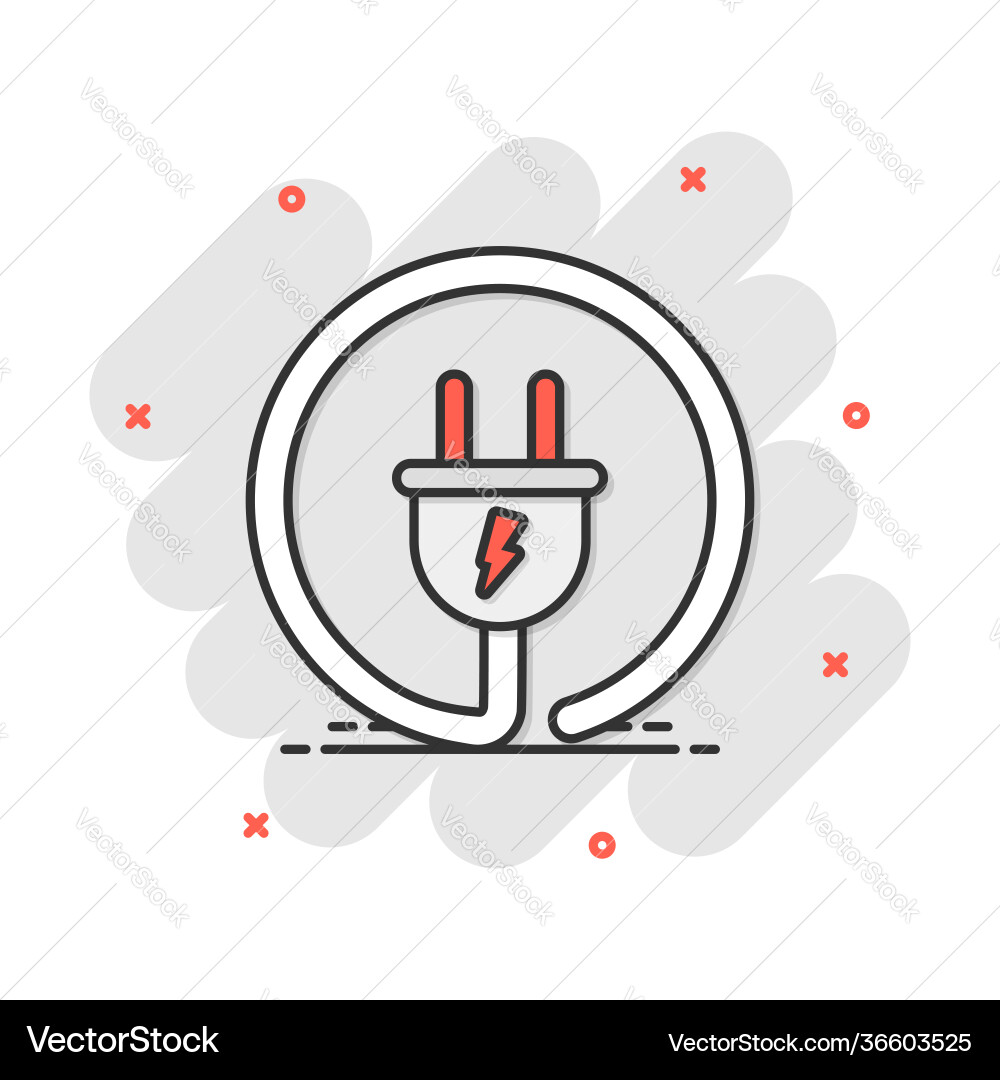 Cartoon electric plug icon in comic style power Vector Image