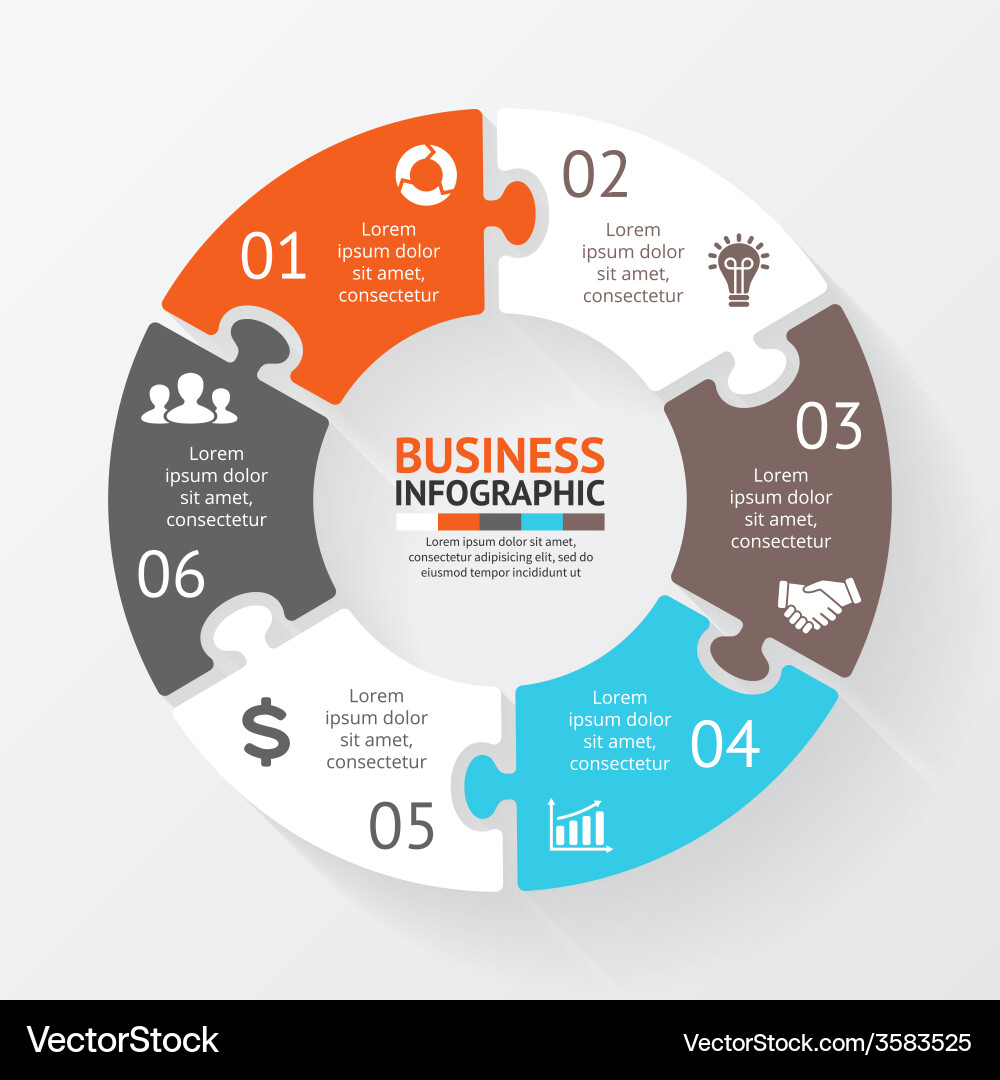 Circle puzzle infographic template for diagram Vector Image