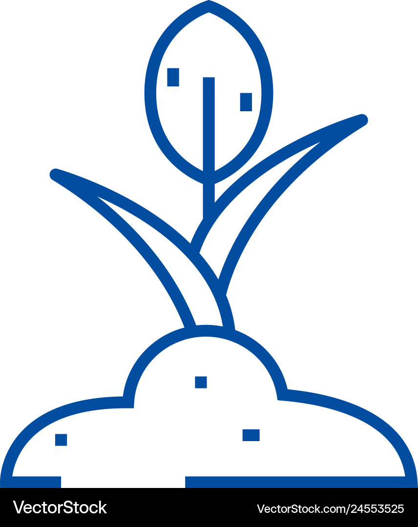 Growing plant line icon concept Royalty Free Vector Image