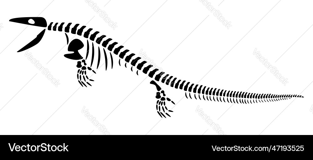 Mosasaurus skeleton silhouette aquatic dinosaurs Vector Image